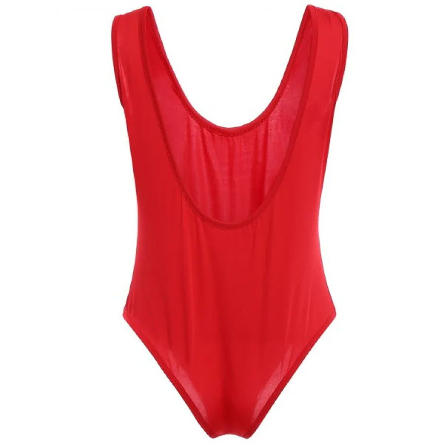 Chic Plunging Neck Red One-piece Swimwear For Women - Red - Pro ...